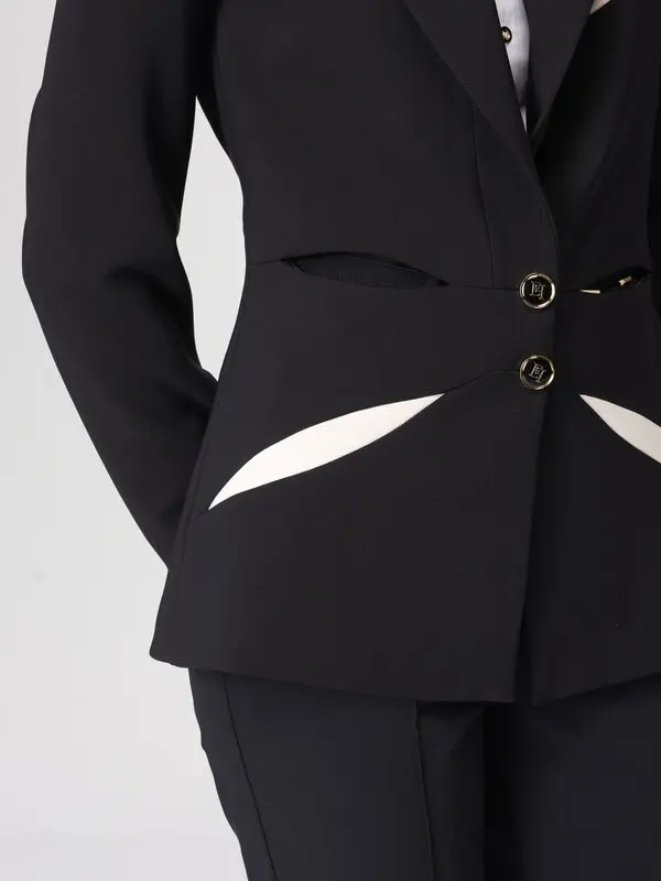 Elisabetta Franchi Tailored Blazer With Contrasting Insets - Black