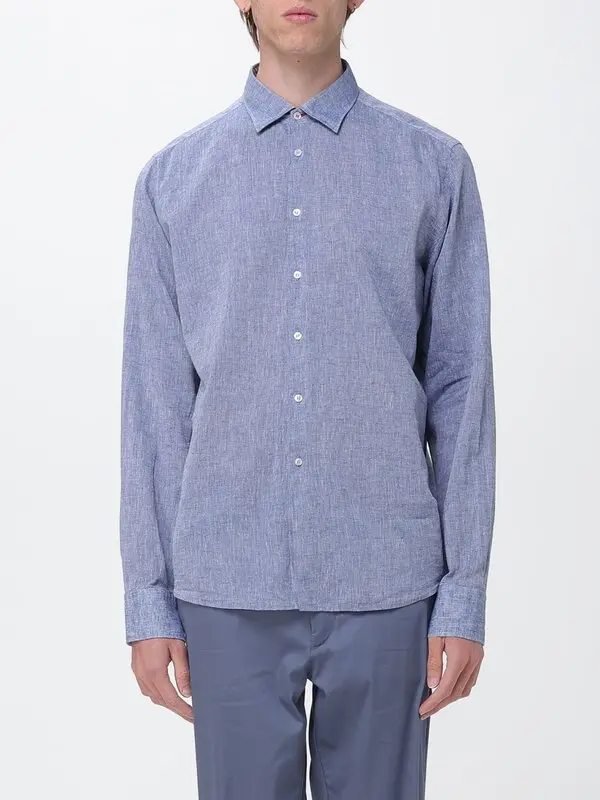 MANUEL RITZ Classic Cotton Blend Shirt With French Collar And Long Sleeves - Navy