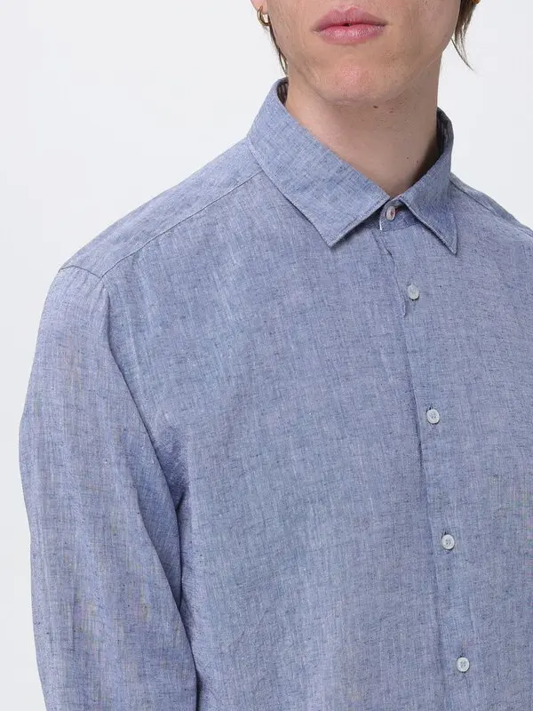 MANUEL RITZ Classic Cotton Blend Shirt With French Collar And Long Sleeves - Navy