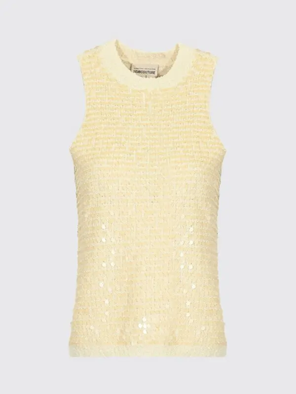 SEMICOUTURE Sleeveless Sequined Tweed Knit Top