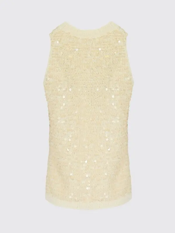 SEMICOUTURE Sleeveless Sequined Tweed Knit Top