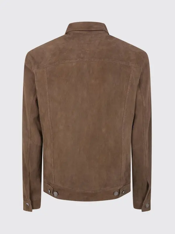 GIORGIO BRATO Lambskin Leather Shirt Jacket - Brown