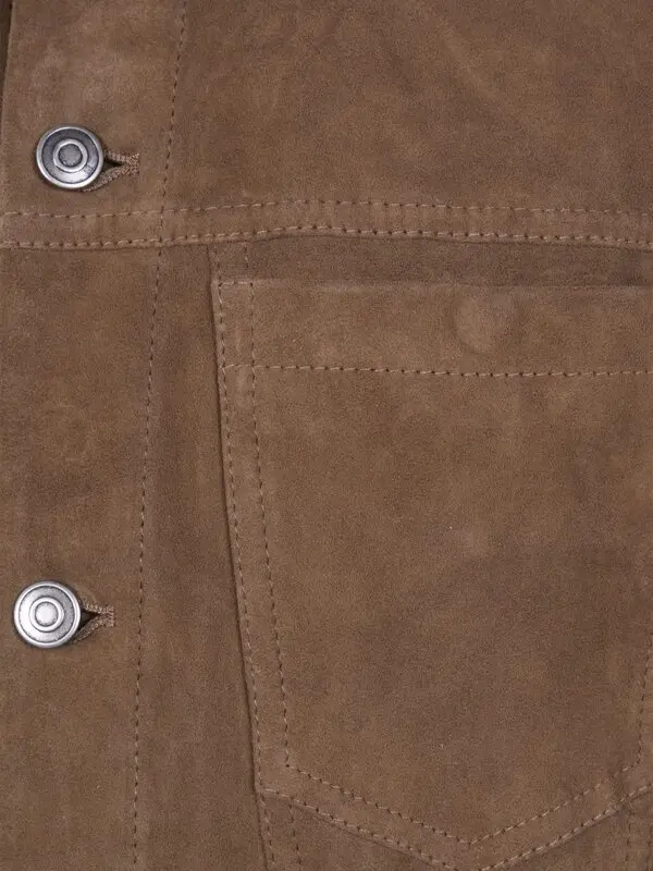 GIORGIO BRATO Lambskin Leather Shirt Jacket - Brown