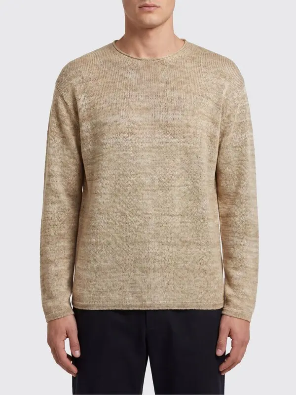 ROBERTO COLLINA Cotton And Linen Crew Neck Sweater - Beige