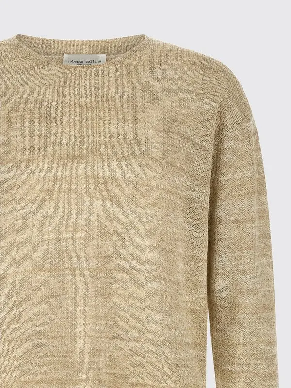 ROBERTO COLLINA Cotton And Linen Crew Neck Sweater - Beige