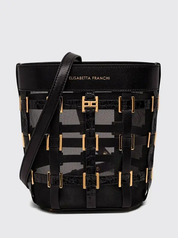 Elisabetta Franchi Mesh Bucket Bag With Embroidery
