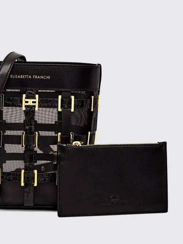Elisabetta Franchi Mesh Bucket Bag With Embroidery