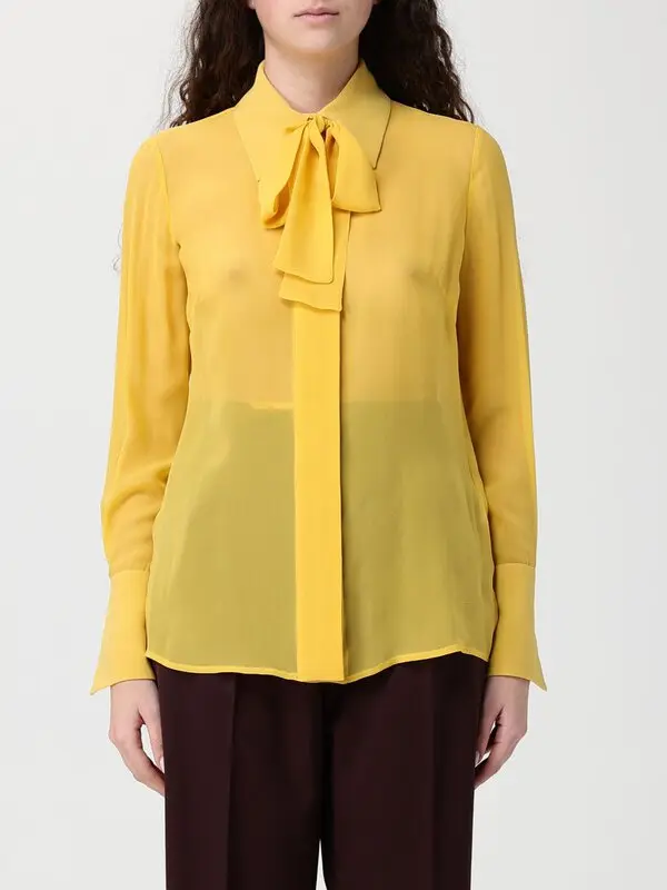 Elisabetta Franchi Sheer Blouse With Tie Detail - Yellow