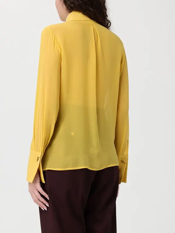 Elisabetta Franchi Sheer Blouse With Tie Detail - Yellow