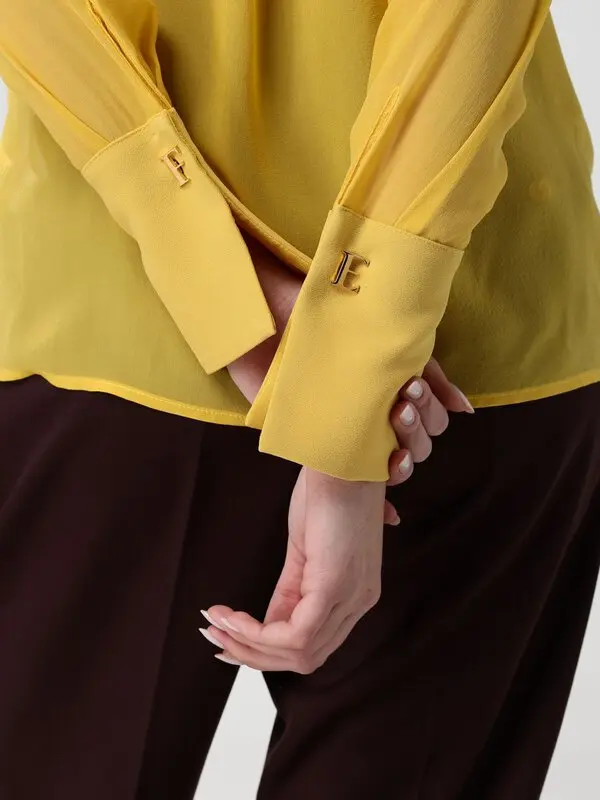 Elisabetta Franchi Sheer Blouse With Tie Detail - Yellow