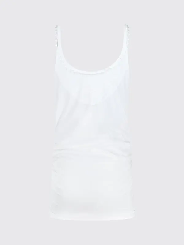 Jacquemus Slim Fit Cotton Top With Square Neckline And Embroidery - White