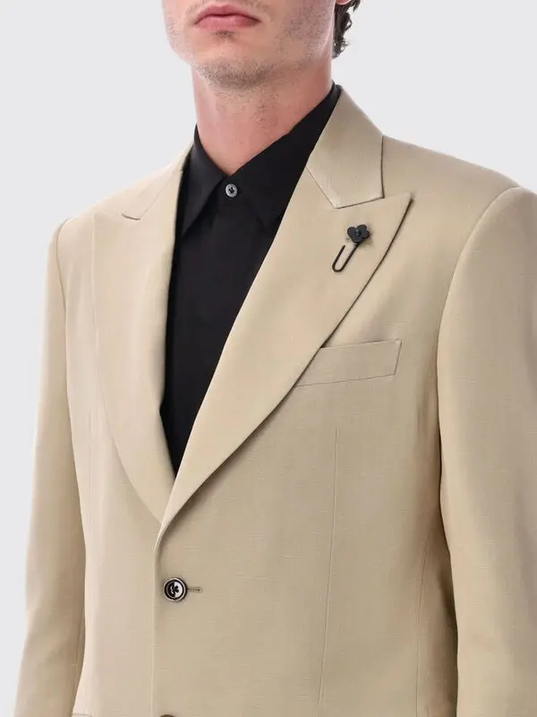 LARDINI Slim Fit Single-breasted Blazer In Viscose And Silk With Peak Lapels