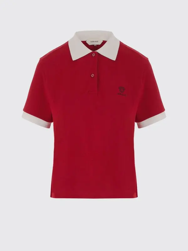Versace Medusa Logo Cotton Polo Shirt - Red