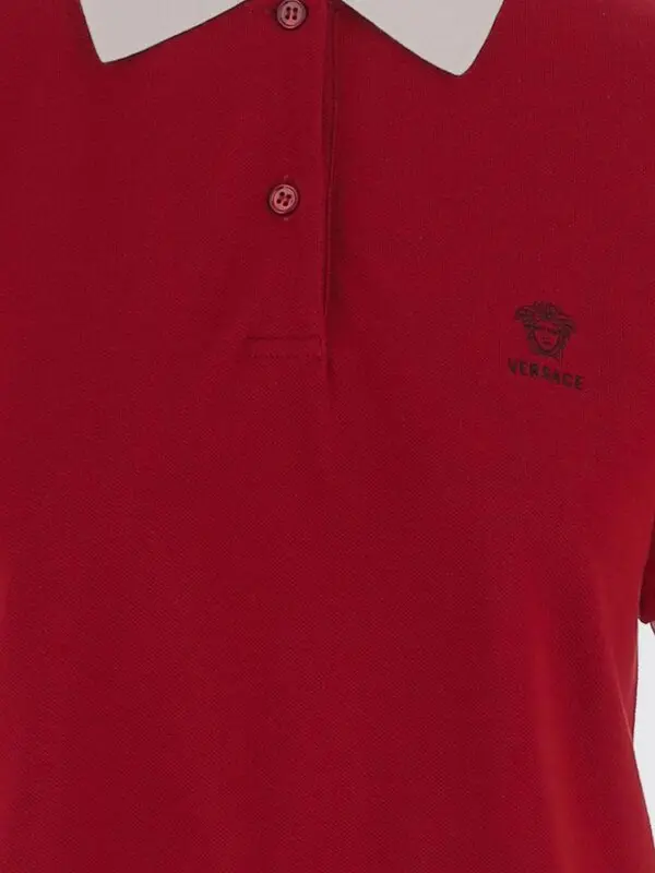 Versace Medusa Logo Cotton Polo Shirt - Red