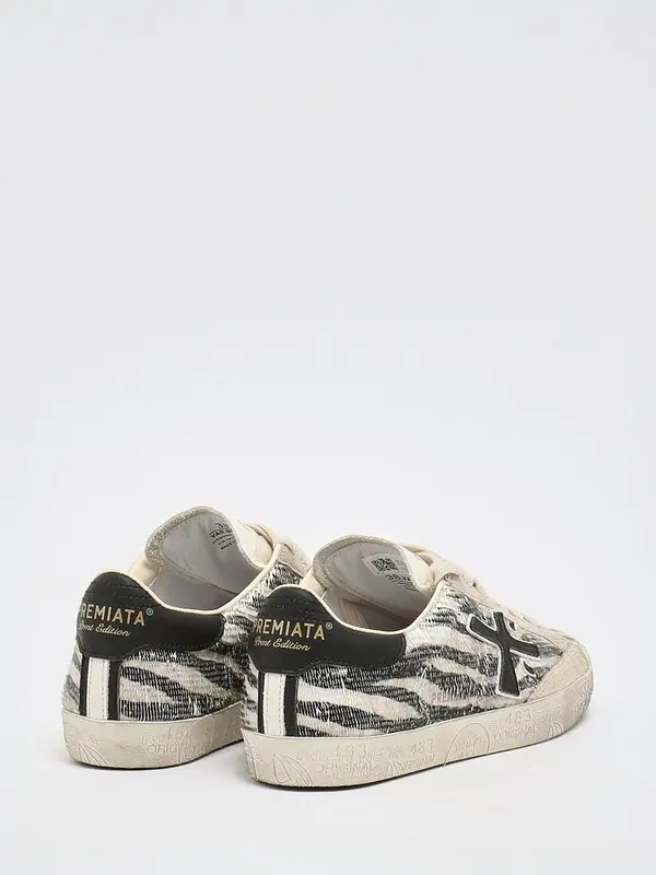 Premiata Stevend Leather And Glitter Sneakers - Multicolor