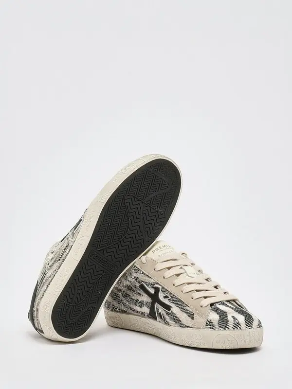 Premiata Stevend Leather And Glitter Sneakers - Multicolor