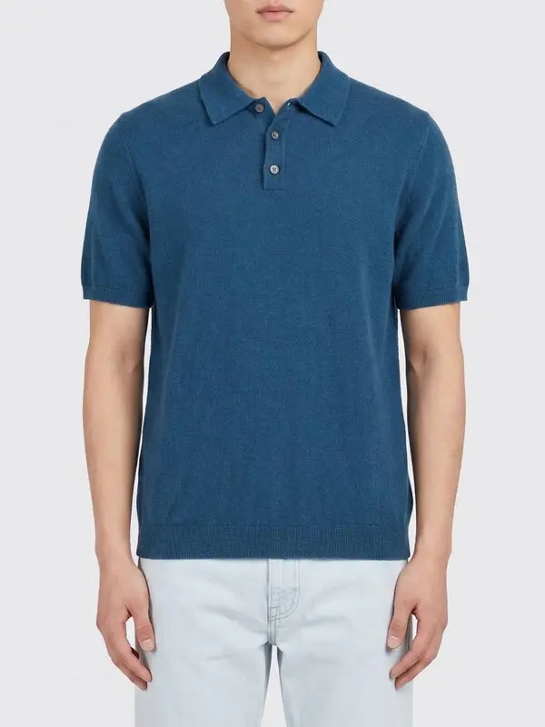 ROBERTO COLLINA Cotton Blend Polo Shirt - Blue