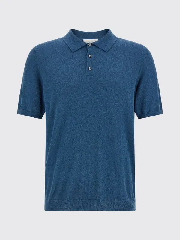 ROBERTO COLLINA Cotton Blend Polo Shirt - Blue