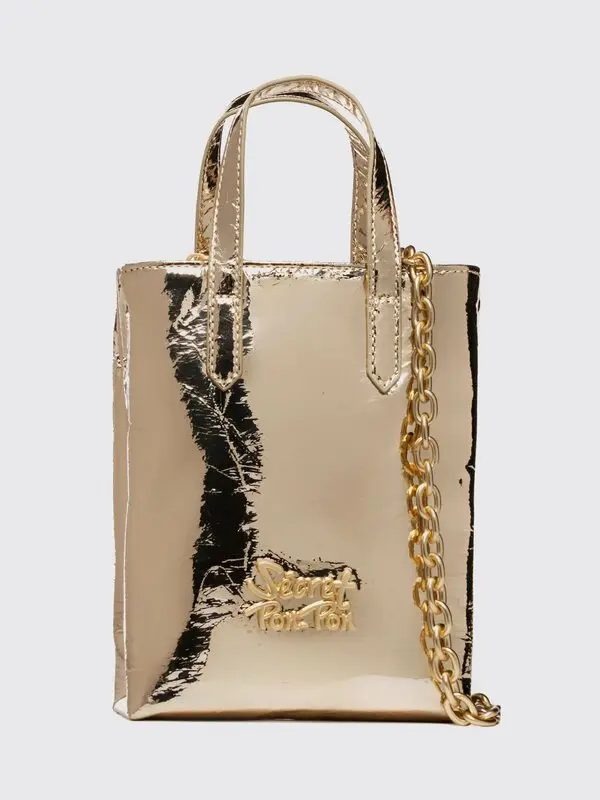 SECRET PON-PON Metallic Chain Bag - Gold