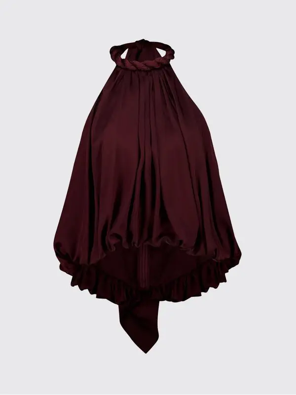 Zimmermann Cropped Silk Halterneck Top With Jeweled Collar - Wine