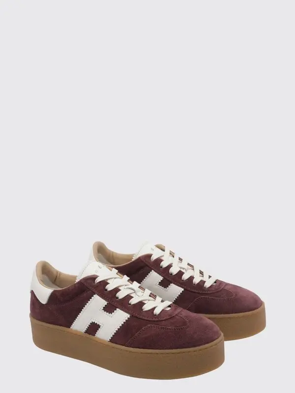 Hogan Suede Leather Platform Sneakers With H Logo - Red