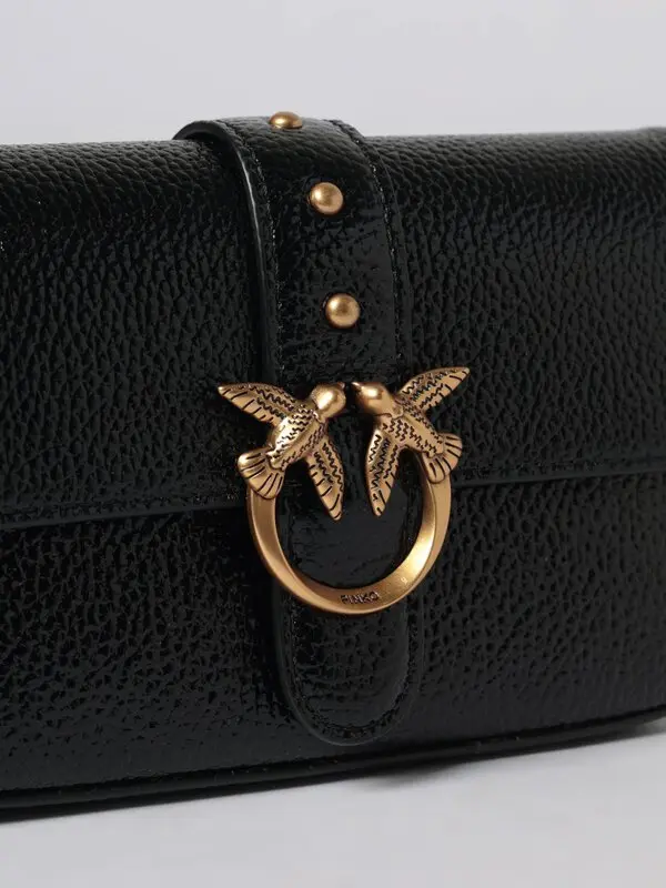 Pinko Love Birds Leather Mini Crossbody Bag