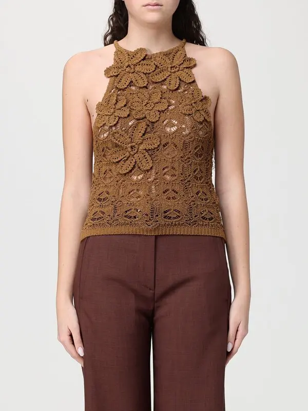 Pinko Macramé Lace Nymphea Top - Brown