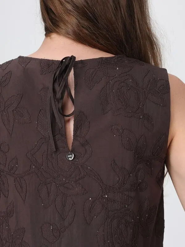 Liu Jo Cotton Top With Sequins - Brown