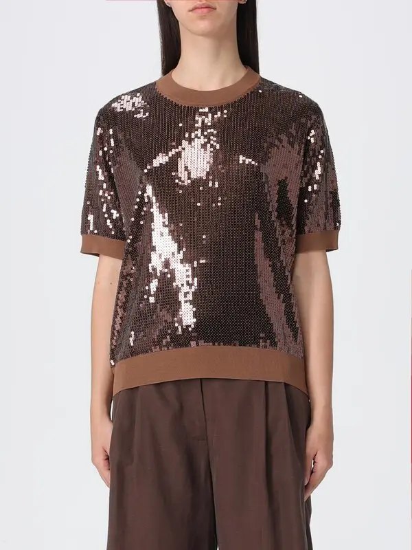 Liu Jo Viscose Knit Sweater With Sequins - Biscuit