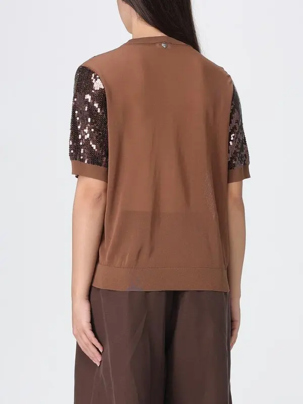 Liu Jo Viscose Knit Sweater With Sequins - Biscuit