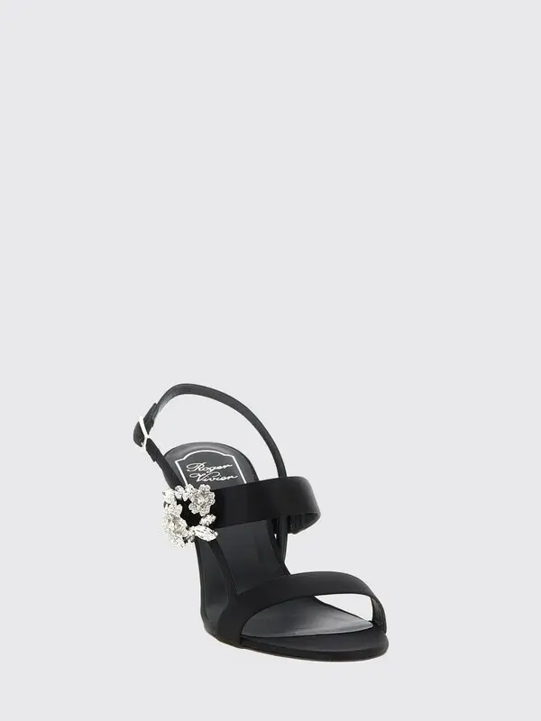 ROGER VIVIER Efflorescence Satin Slingback Sandals With Jewel Buckle