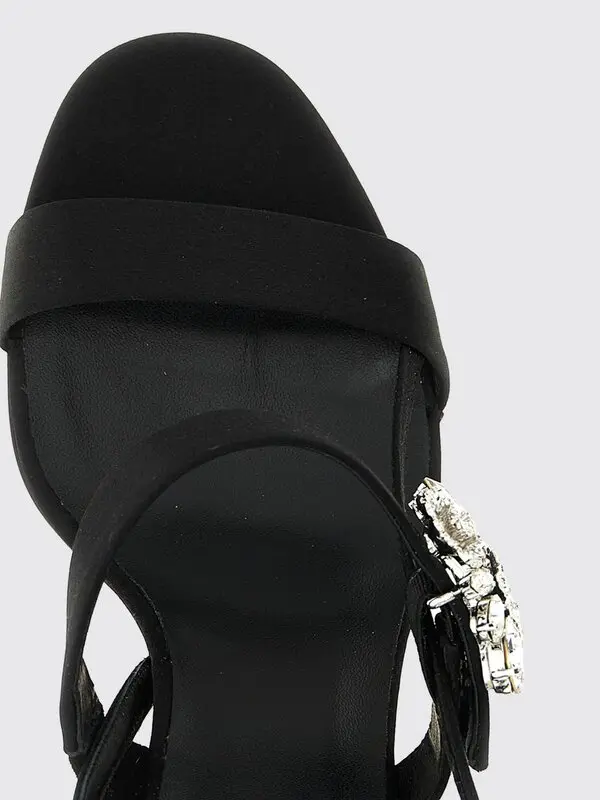 ROGER VIVIER Efflorescence Satin Slingback Sandals With Jewel Buckle