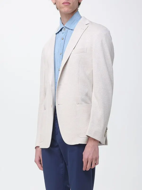 Eleventy Single-breasted Linen And Cotton Blazer