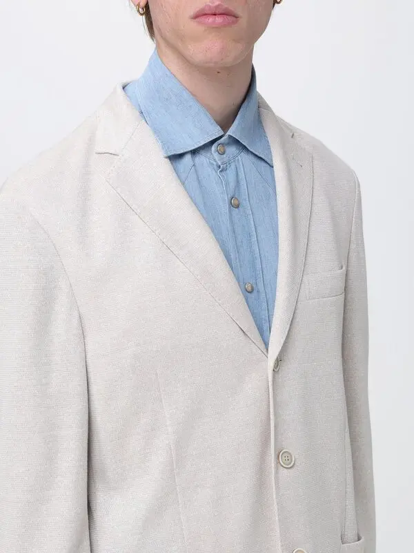 Eleventy Single-breasted Linen And Cotton Blazer