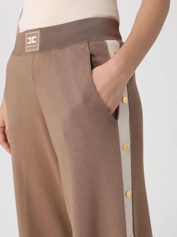 Elisabetta Franchi Wide Leg Trousers - Beige