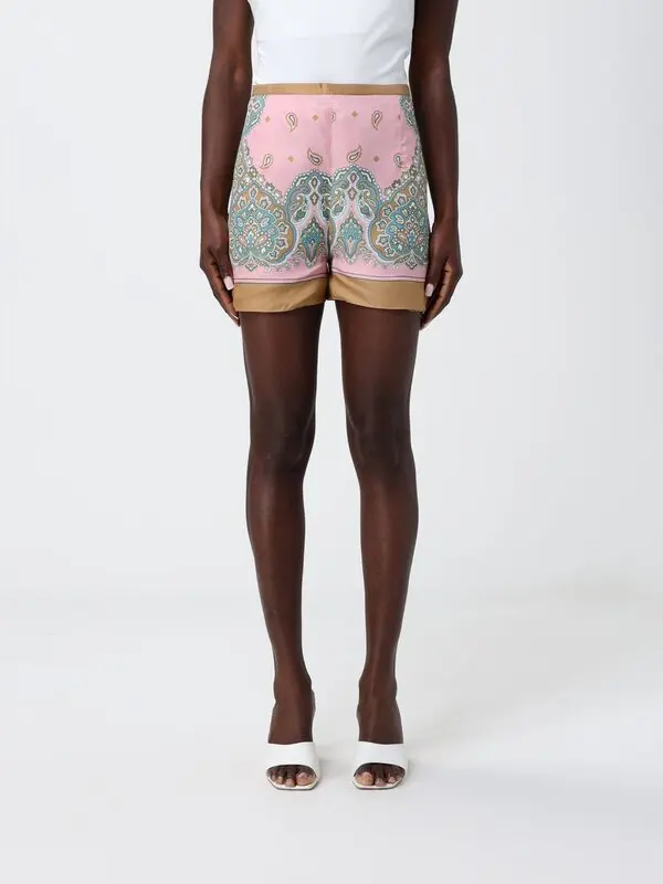 Pinko Satin Shorts With Ethnic Paisley Print - Pink