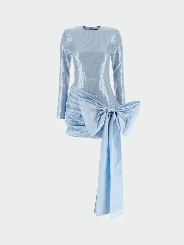 ROTATE BY BIRGER CHRISTENSEN Asymmetric Sequin Mini Sheath Dress With Padded Shoulders