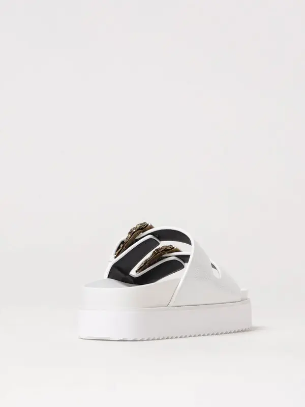 Versace Patent Sandals With Embellished Buckles - White