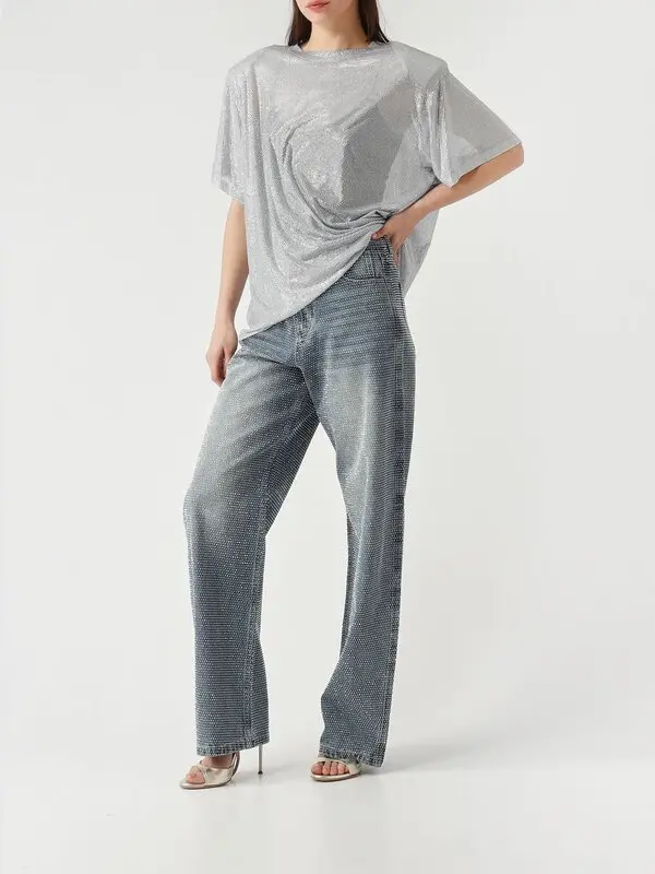 TWENTY FOURHAITCH Mesh Top With Rhinestones