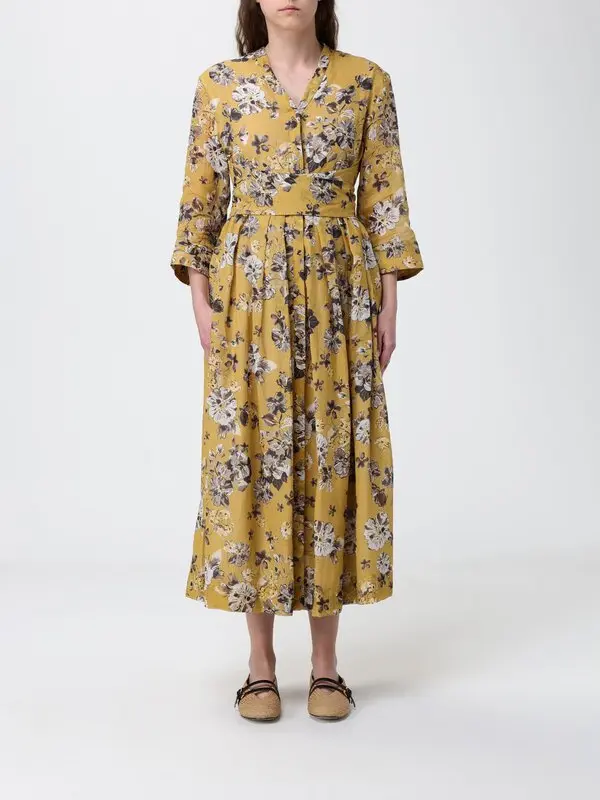 Max Mara Floral Ramie Midi Dress