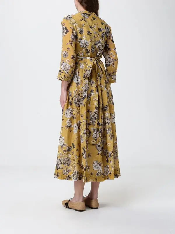 Max Mara Floral Ramie Midi Dress