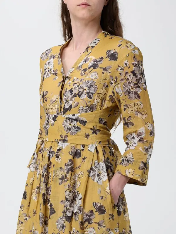 Max Mara Floral Ramie Midi Dress