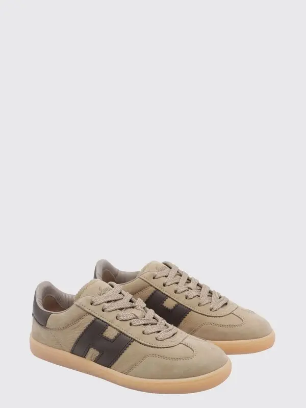 Hogan Smooth And Suede Calfskin Sneakers With H Logo - Beige