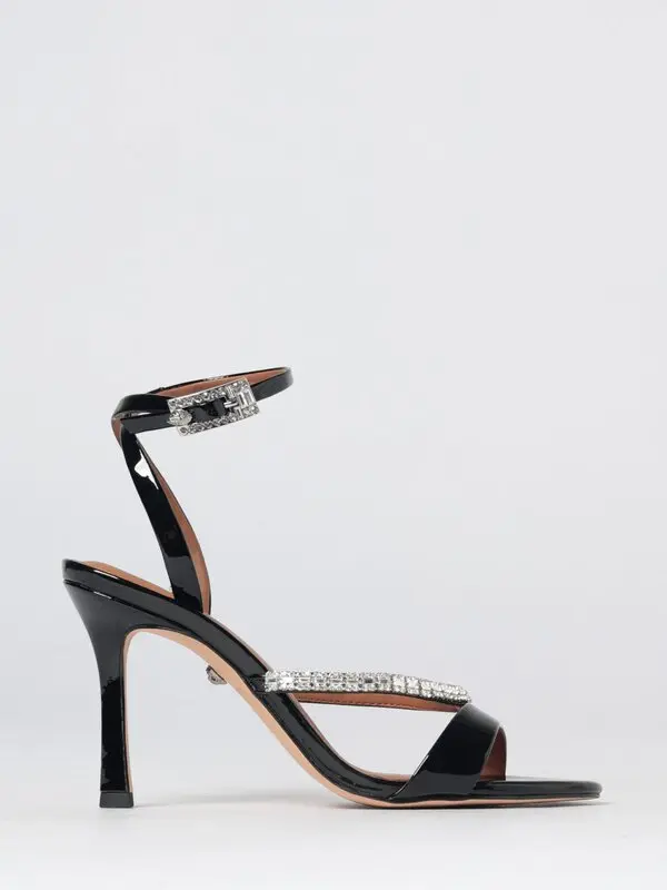 Kurt Geiger Patent Leather Rhinestone Stiletto Sandals - Black
