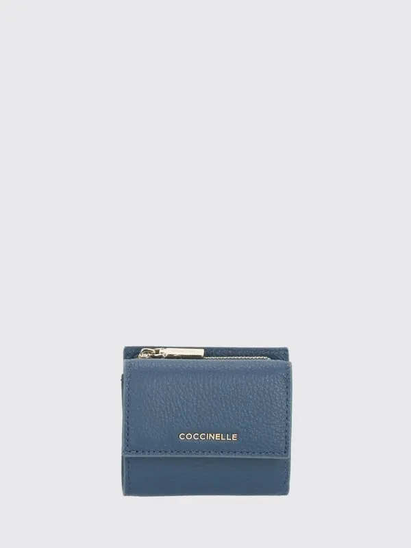COCCINELLE Grained Leather Metallic Soft Wallet - Blue