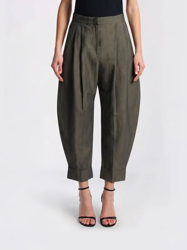 PT TORINO Cropped Cotton And Linen Blend Trousers