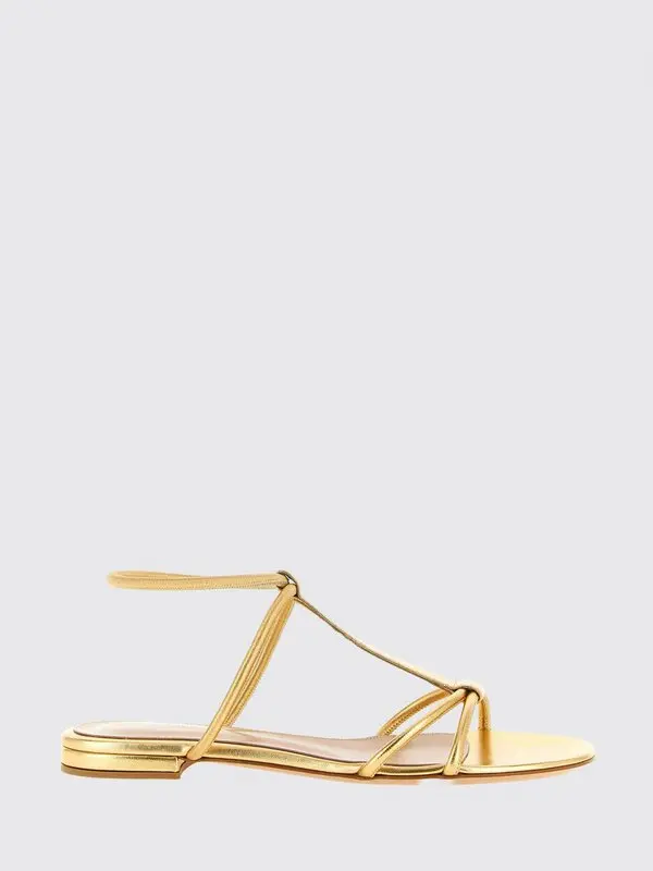 GIANVITO ROSSI Lilo Laminated Nappa T-strap Low-heel Sandals