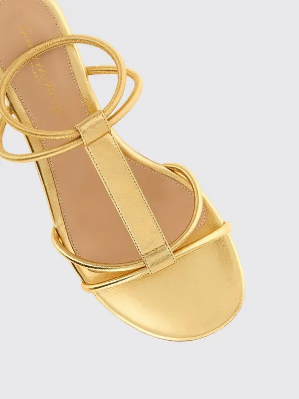 GIANVITO ROSSI Lilo Laminated Nappa T-strap Low-heel Sandals