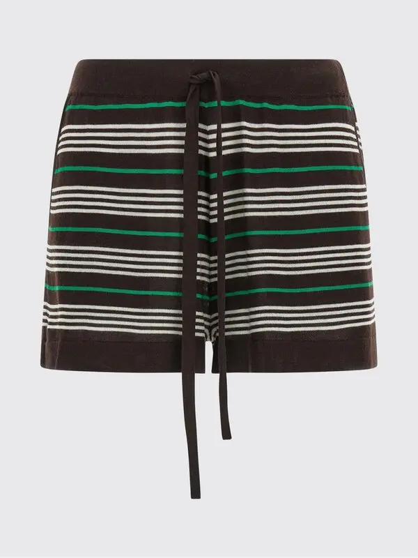 PAROSH Striped Knit Shorts With Drawstring Waist