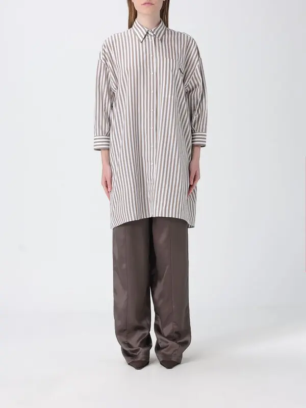 Brunello Cucinelli Striped Cotton And Silk Casual Shirt